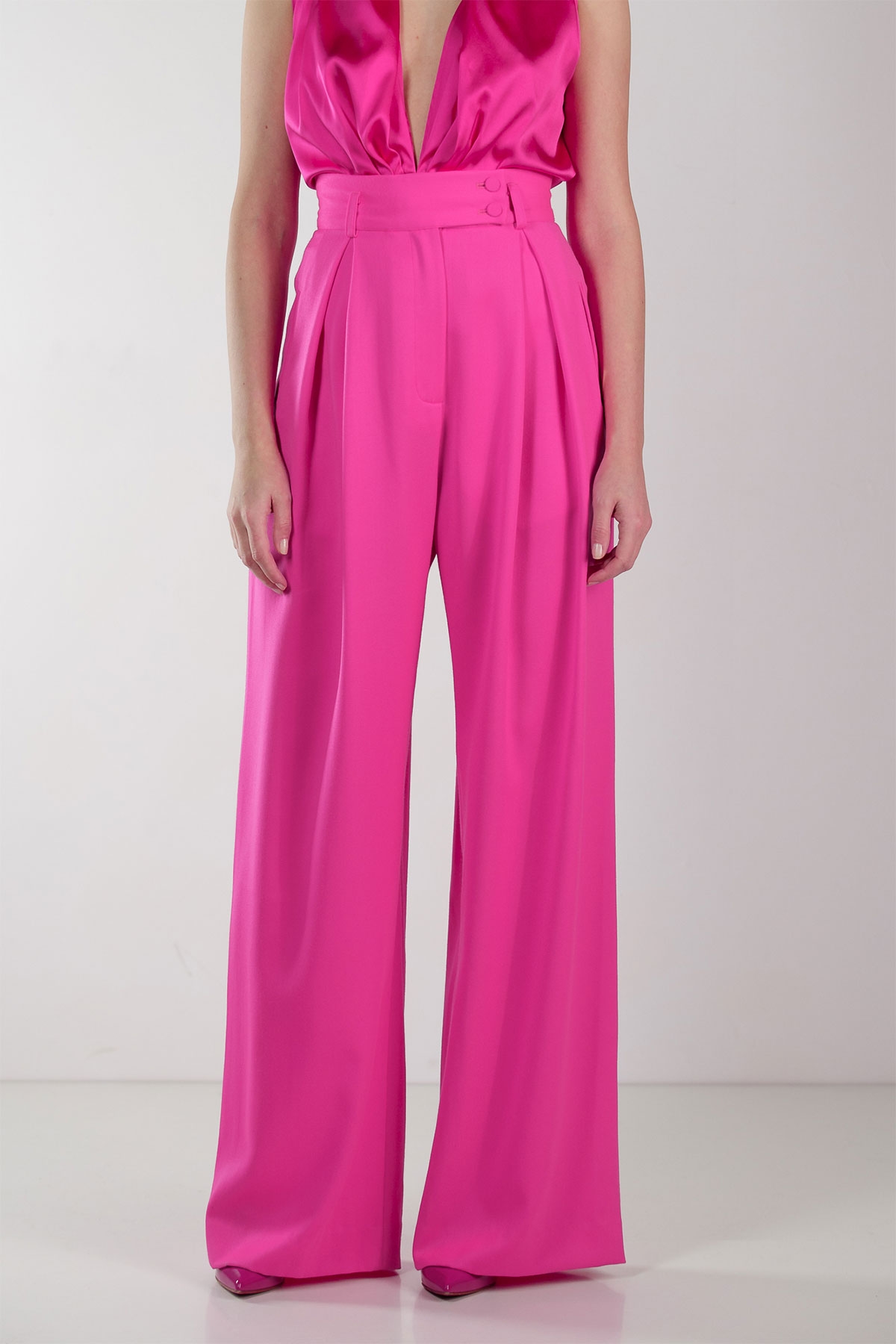 Fluo Pink Super Wide Leg Pants Styland