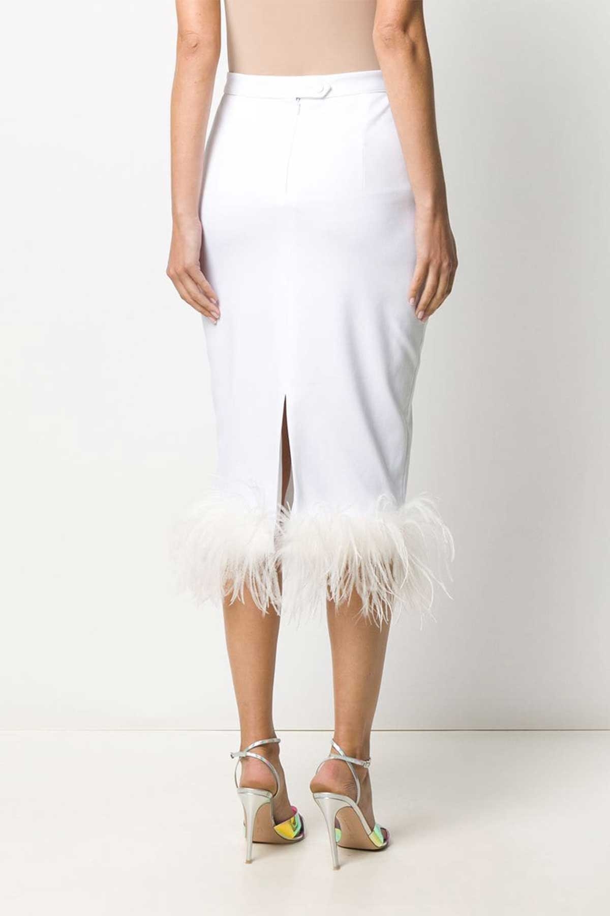 Feather Trim Midi Skirt Styland